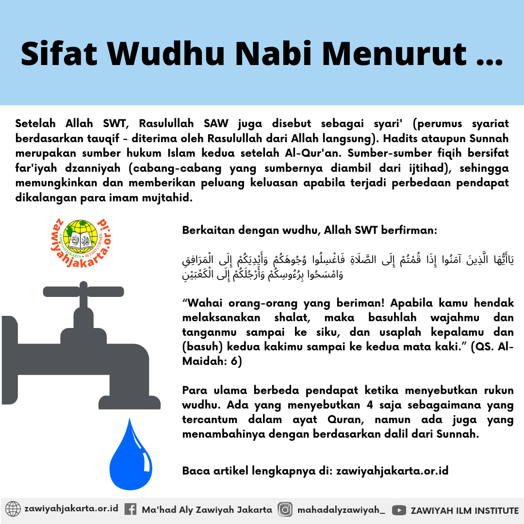 Sifat Wudhu Nabi SAW Menurut .... - Ma'had Aly Zawiyah Jakarta
