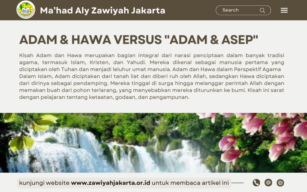 Adam dan Hawa Versus "Adam dan Asep" - Ma'had Aly Zawiyah Jakarta